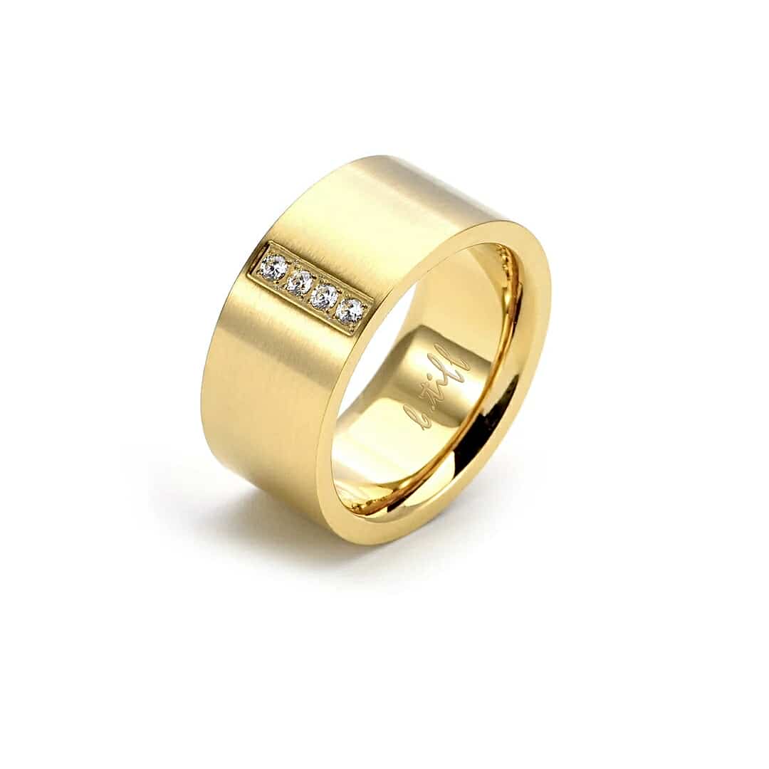 RG223G B.Tiff 4-Stone Gold Wide Ring [Wide Band] – B.Tiff New York (Retail)